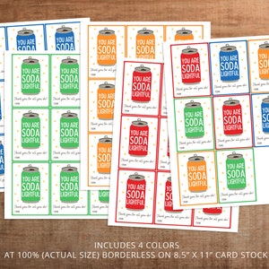 Sodalightful Soda Pun Thank You Gift Tags (digital Download) - Etsy