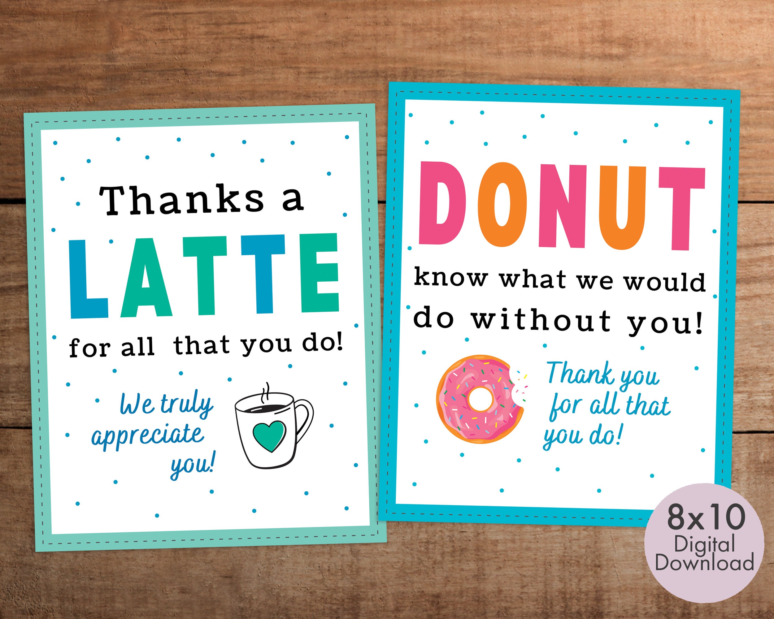 Coffee and Donut Pun Appreciation Sign Printable for Teacher - Etsy