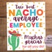 Taco and Nacho Teacher and Staff Appreciation Week Printable Sign Thank ...