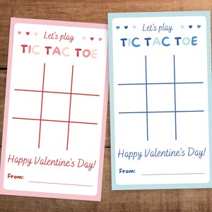 Tic Tac Toe Valentines Day Card Printable Kids Classroom Gift Exchange ...