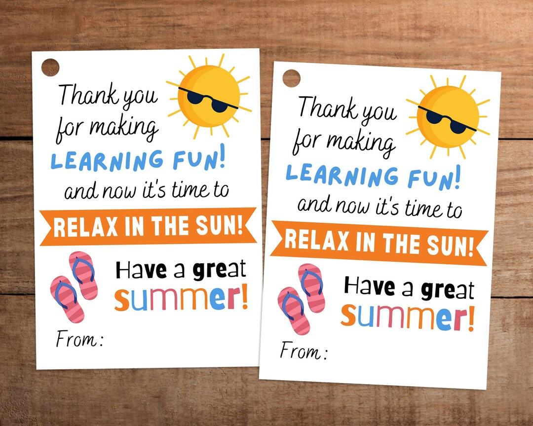 Teacher Appreciation Gift Tag: End of Year Summer Printable (instant ...