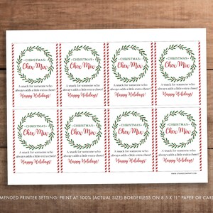 Christmas Chex Mix Gift Tags Printable Holiday Snack PDF Teacher ...