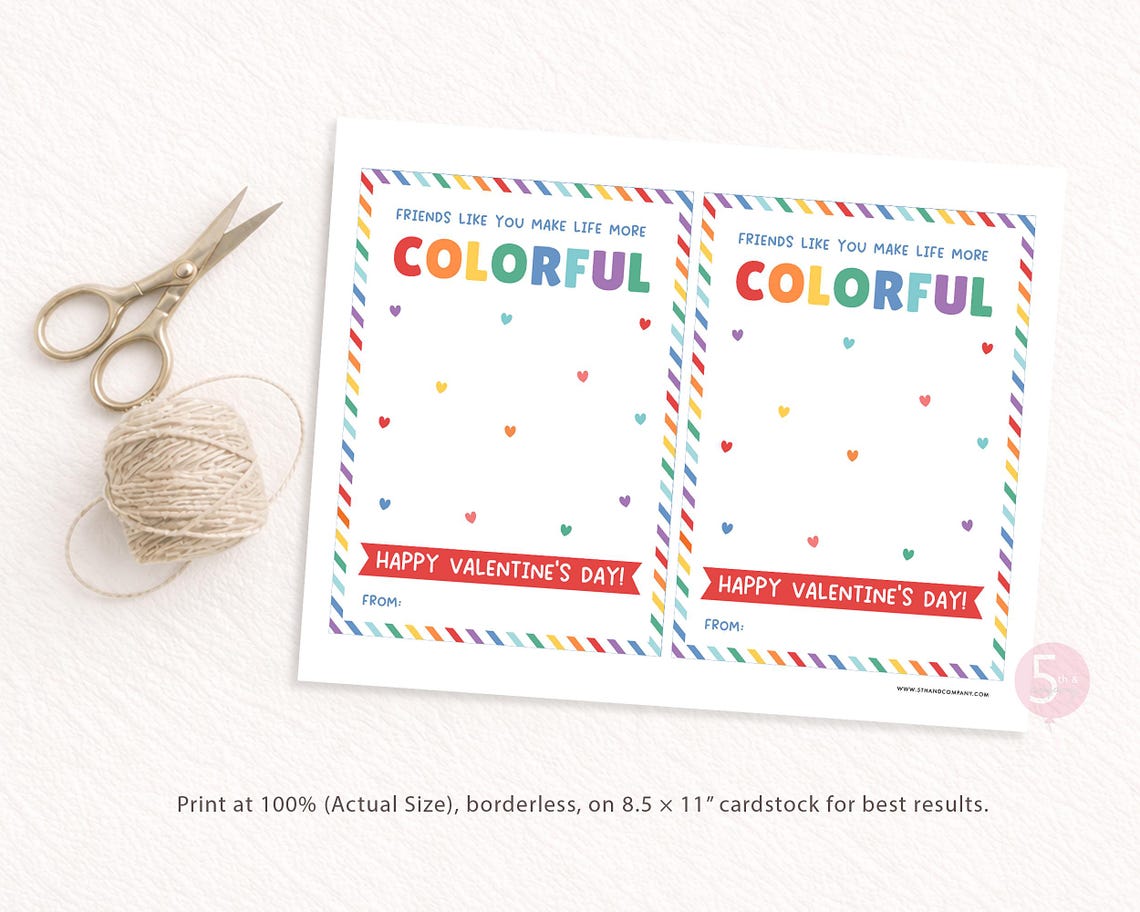 Valentine's Day Skittles Gift Tag Card Printable Kids Classroom ...
