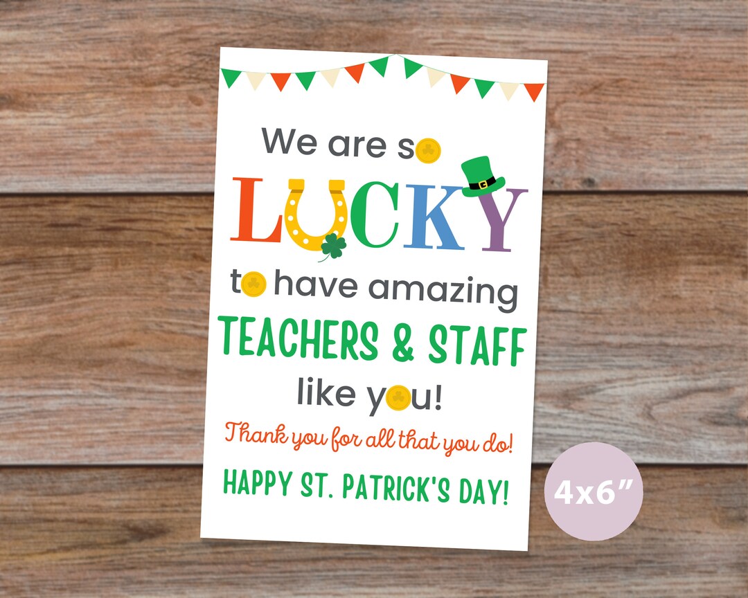 4x6 St. Patrick's Day Thank You Card Gift Tag Appreciation Printable We ...