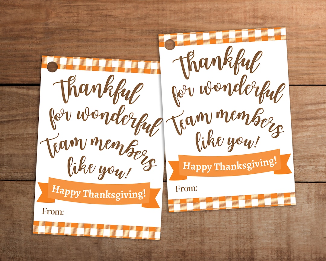 Thankful for Wonderful Team Members Like You Thanksgiving Gift Tag ...