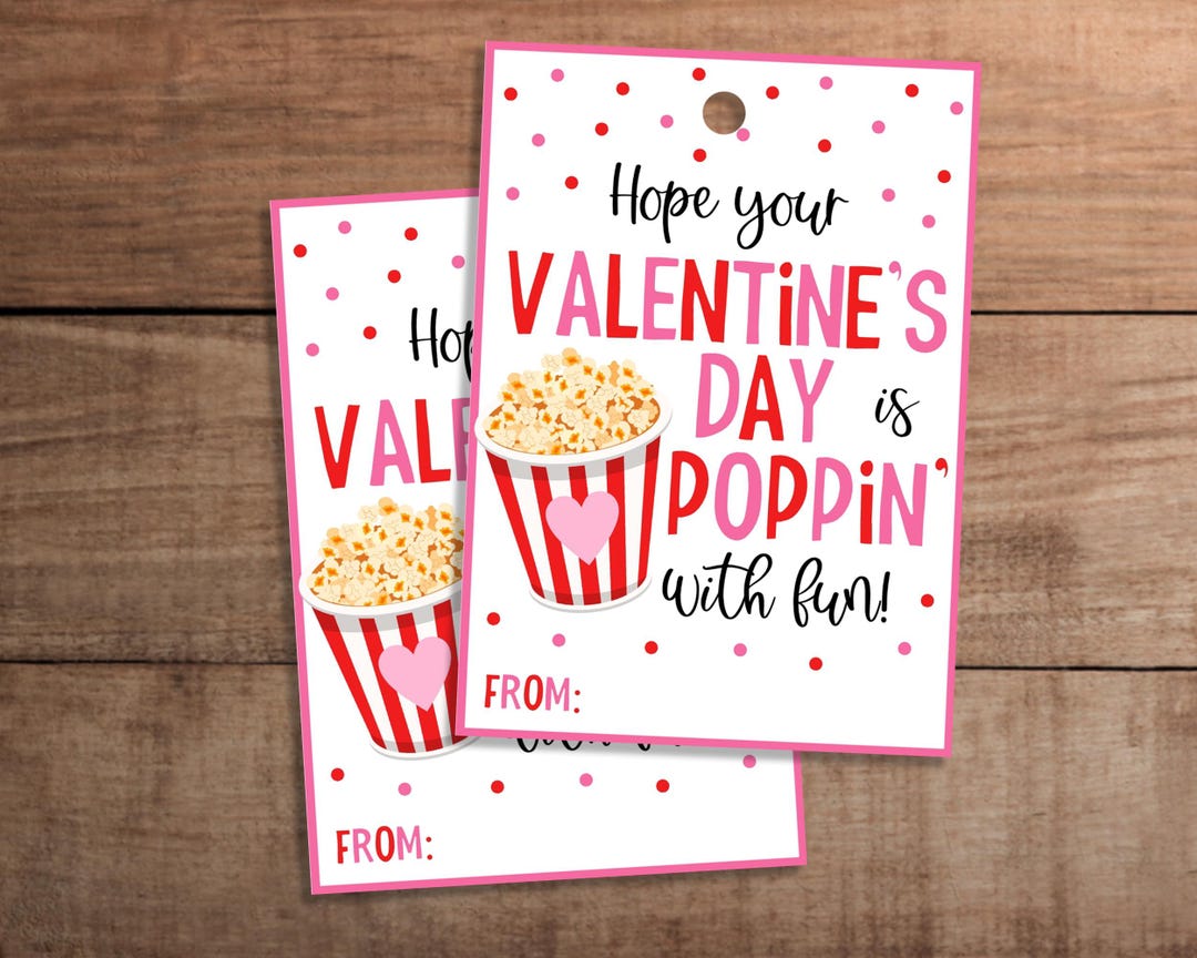 Valentine Popcorn Gift Tag Printable Teacher, Coworker Treat (PDF) - Etsy