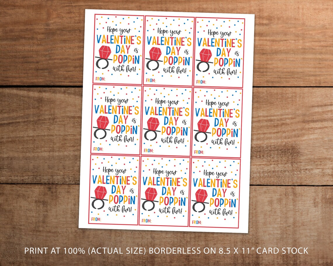 Valentine Ring Pop Candy Gift Tag Printable Kids Classroom Exchange - Etsy