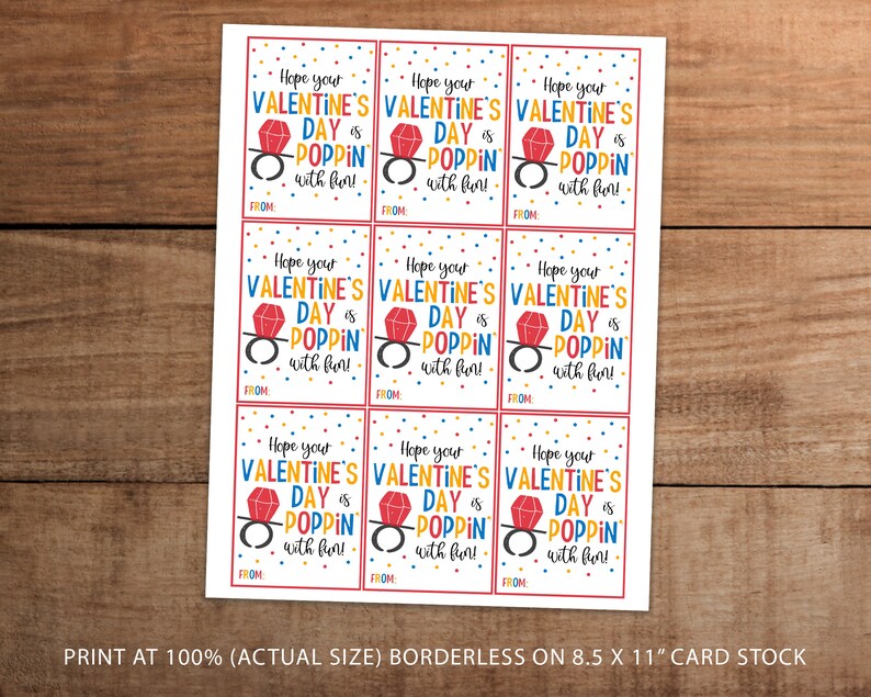 Valentines Candy Gift Tag Printable for Kids Classroom Exchange Ring ...
