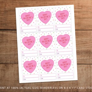 Pink Valentine Conversation Heart Gift Tags Printable Kids Classroom ...