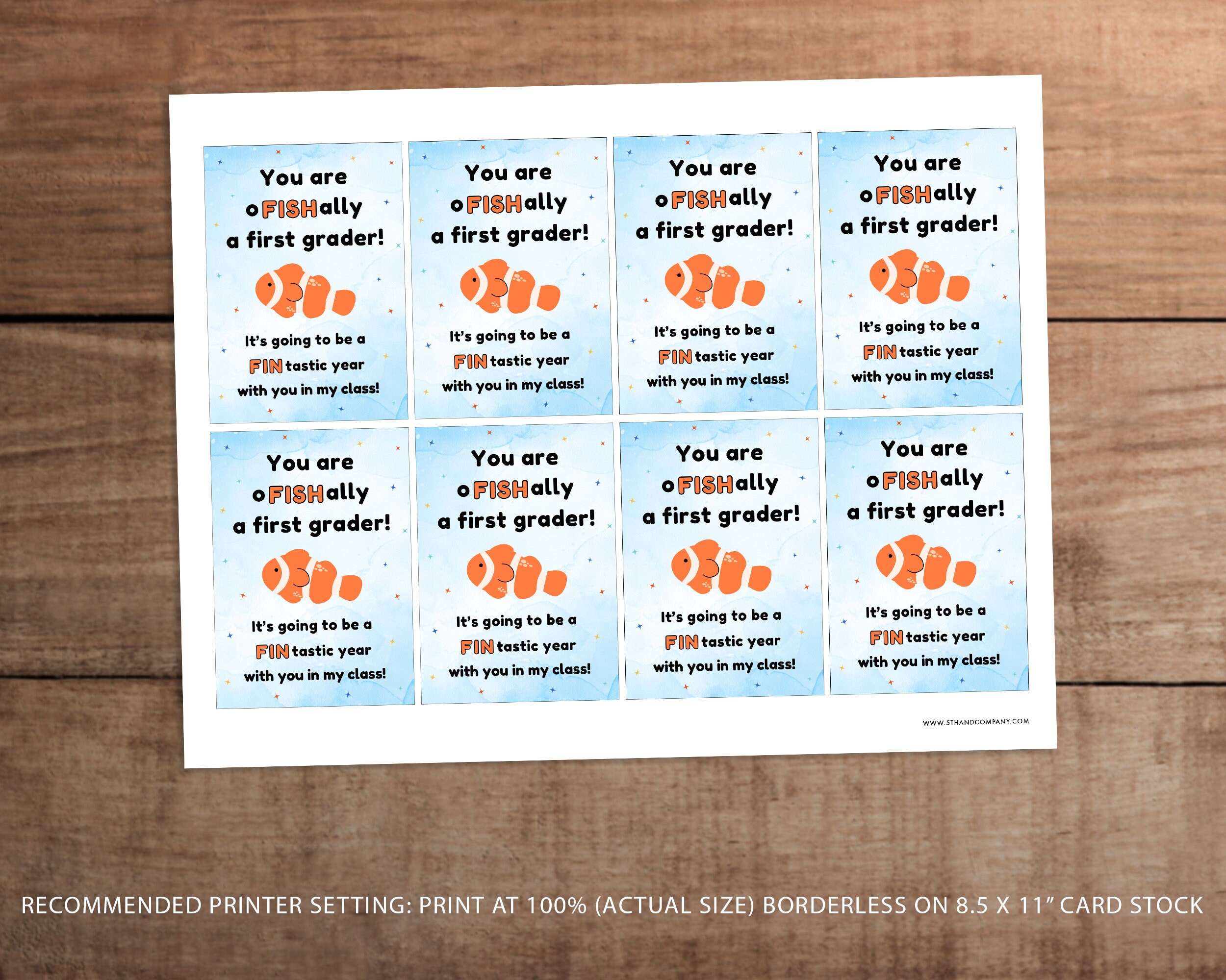 First Grade Fish Gift Tag Printable: Back to School Treat (PDF Download ...