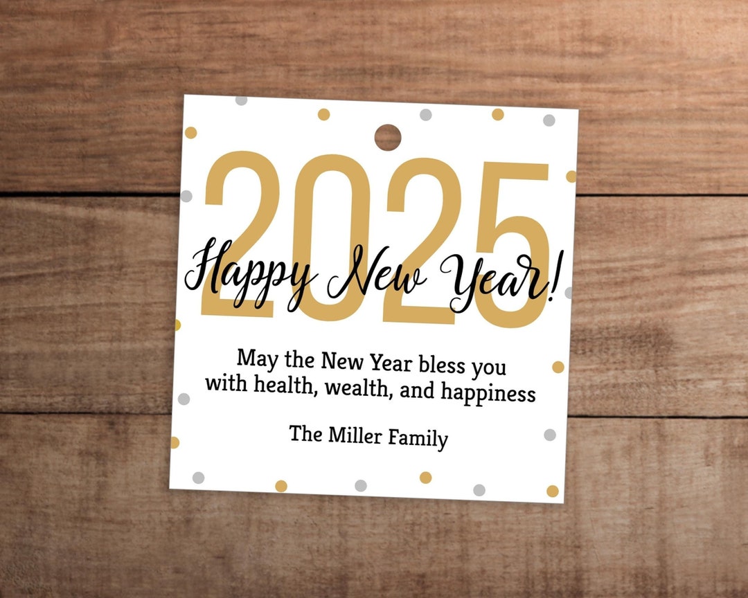 Editable New Year 2025 Gift Tag Printable Party Favor Realtor Pop by ...