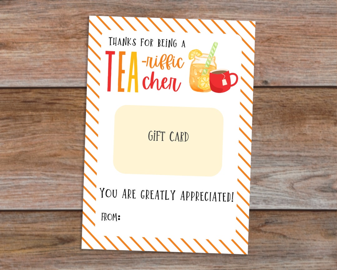Teacher Appreciation Tea Pun Gift Card Holder Printable Thanks for ...