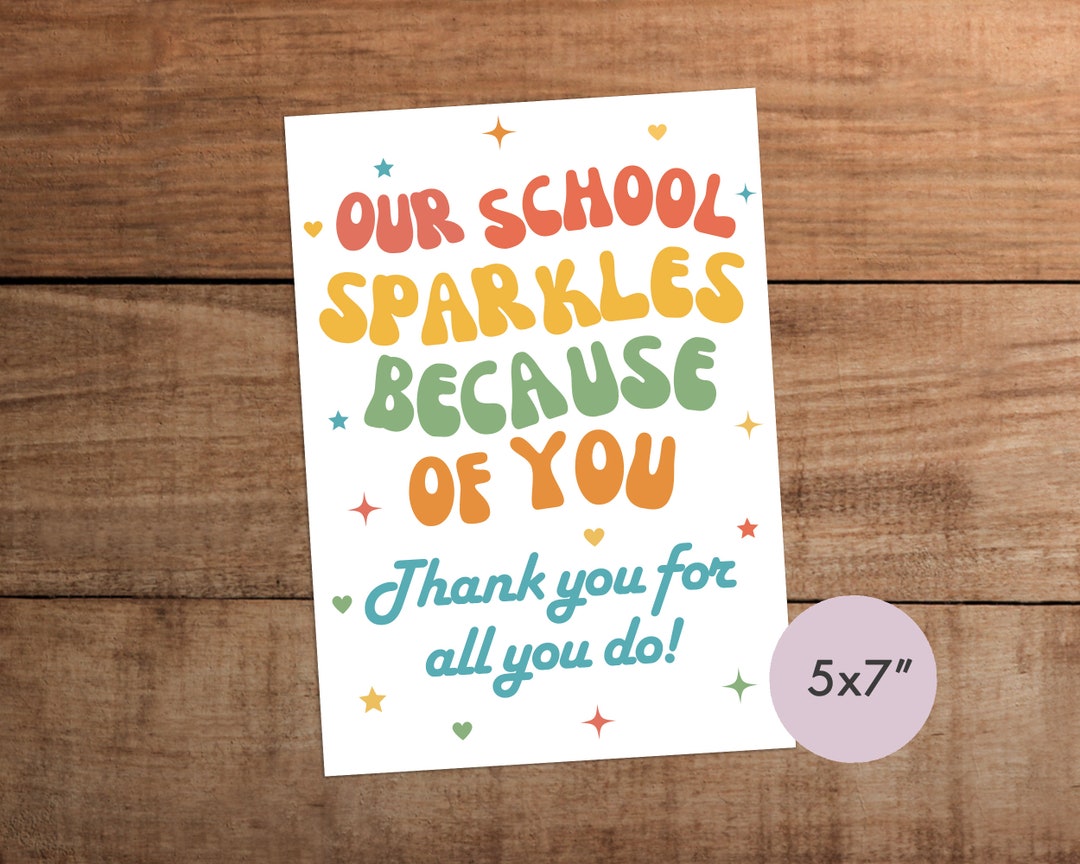 5x7" School Custodian Appreciation Flat Card Printable Our School ...