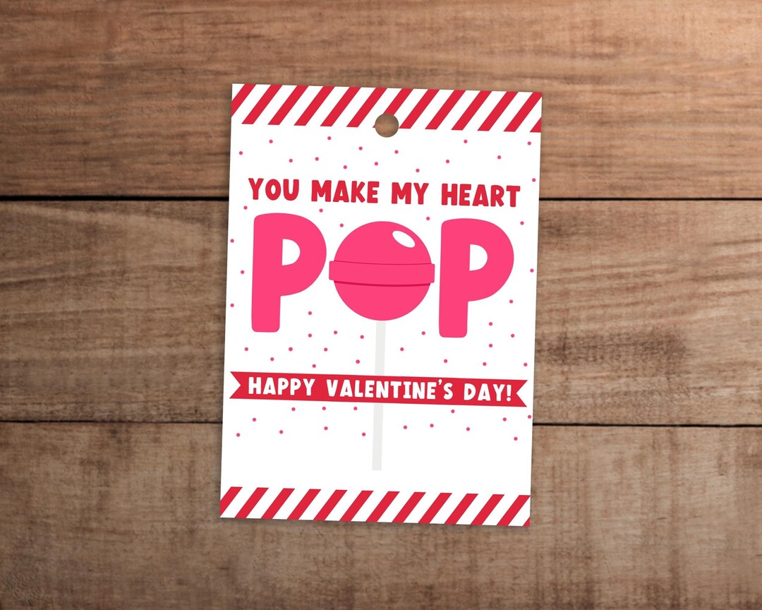 Kids Valentine Lollipop Gift Tag Printable, Digital Download - Etsy