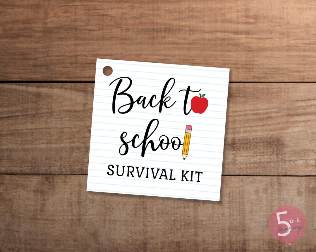 Back to School Survival Kit Gift Tag Printable Teacher Staff Student ...