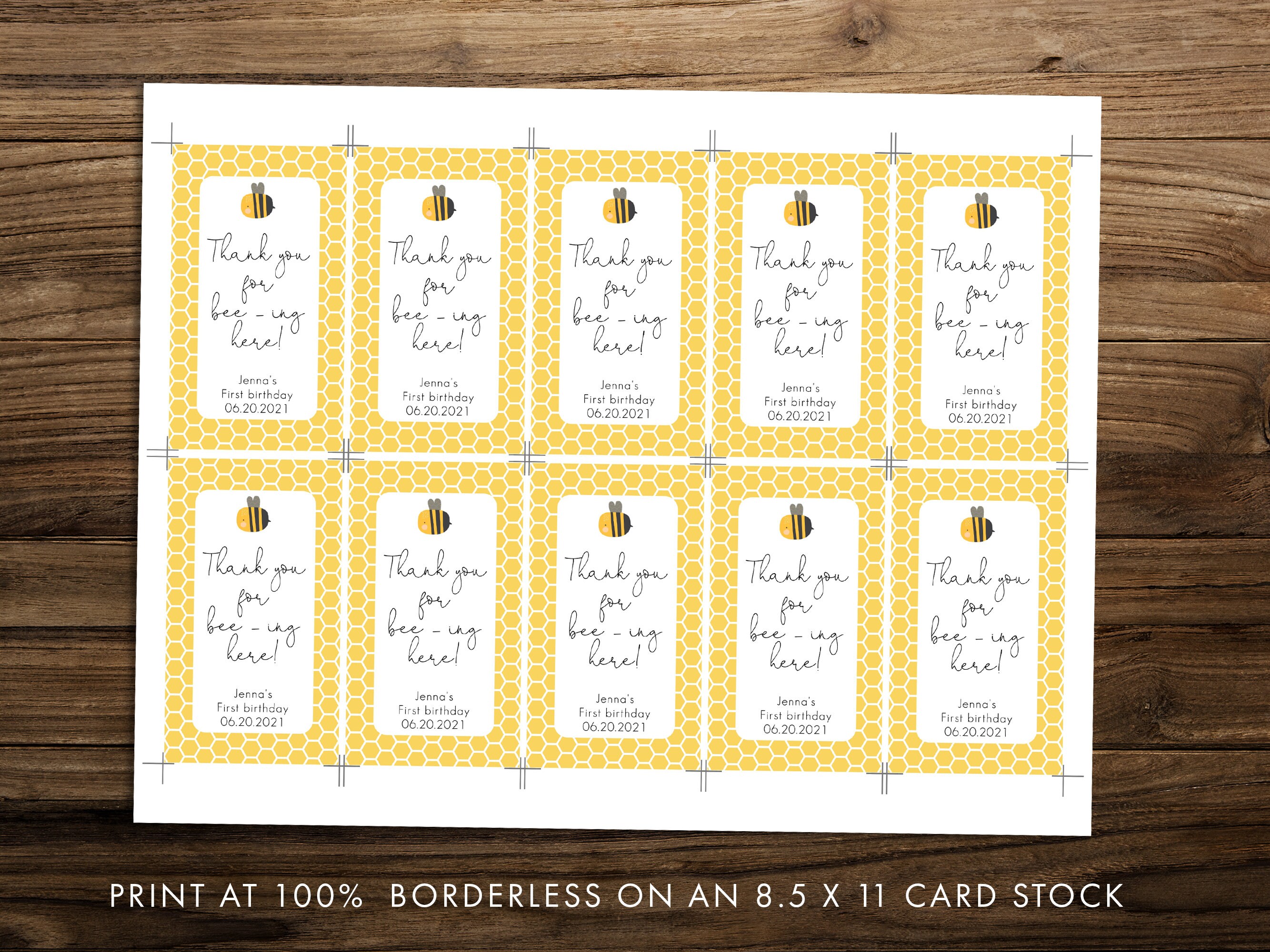 Editable Honeycomb Bee Theme Party Favor Goody Bag Thank You Gift Tag ...