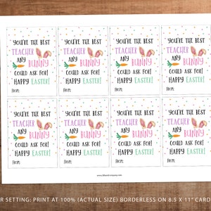 Teacher Appreciation Easter Gift Tag Printable You're the Best Teacher ...