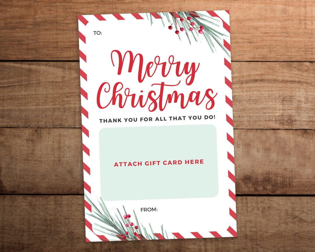 Christmas Gift Card Holder Printable for Teacher Nurse Staff Employee ...