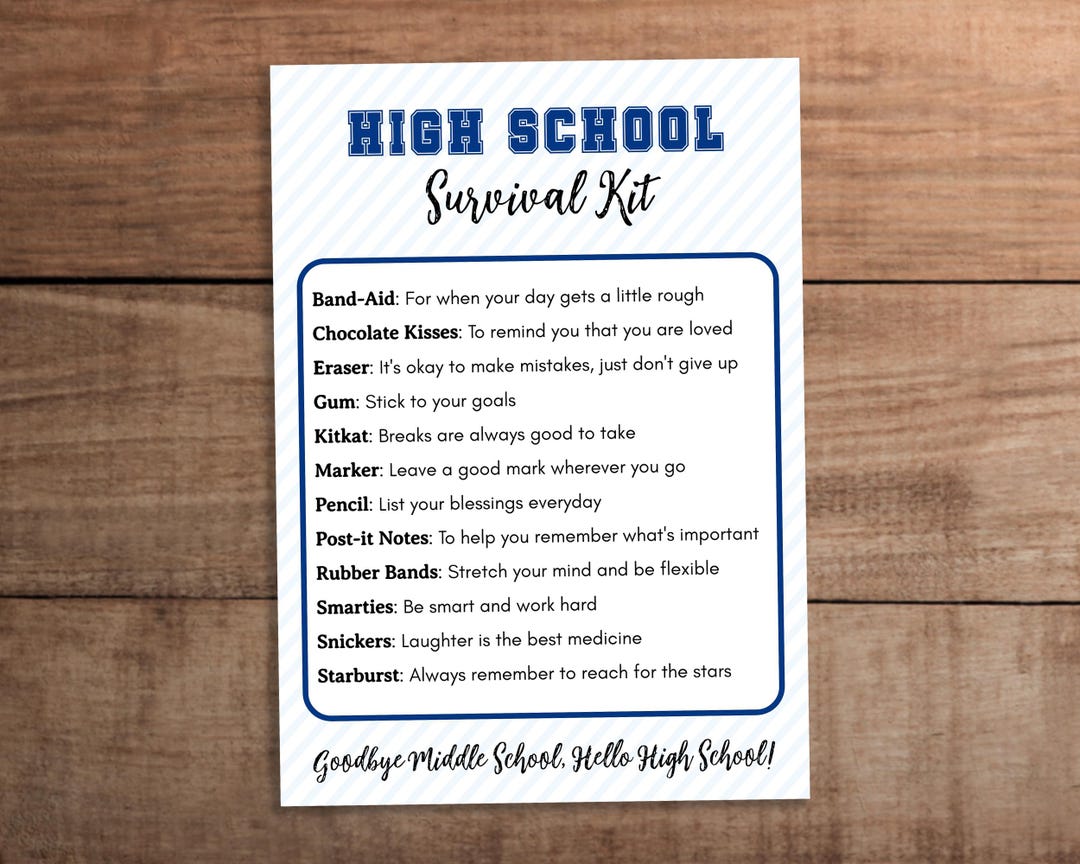 Editable High School Class Survival Kit Printable Welcome Back to ...