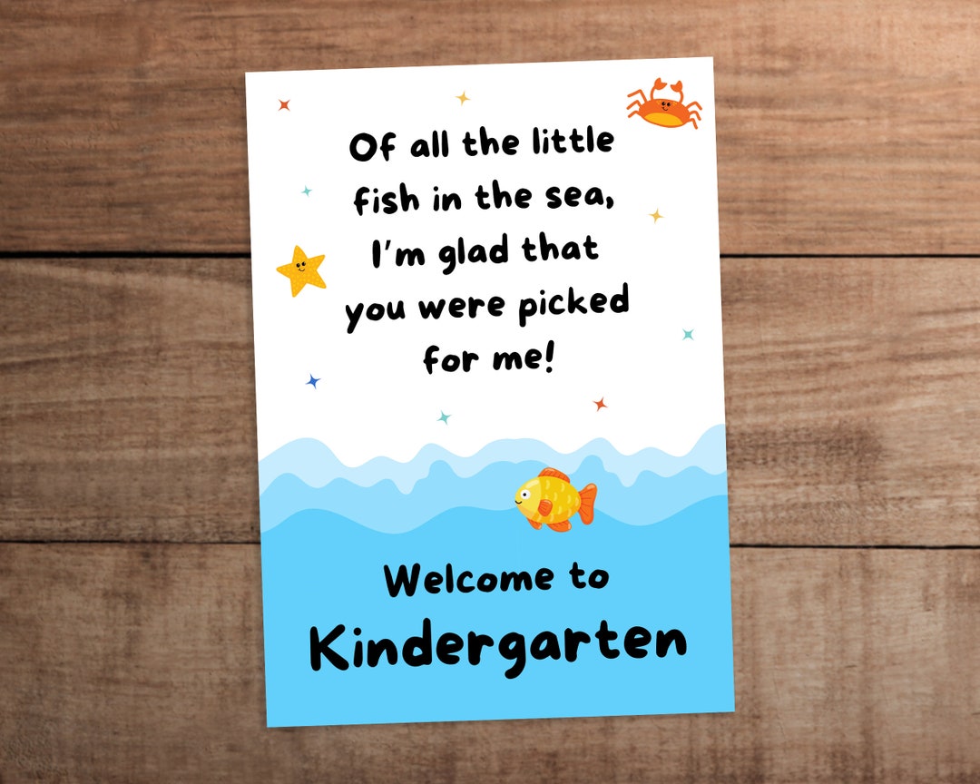 Kindergarten Goldfish Treats Gift Tag Printable Back to School Favor ...