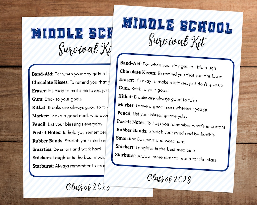 Editable Middle School Survival Kit Printable Welcome Back to School - Etsy