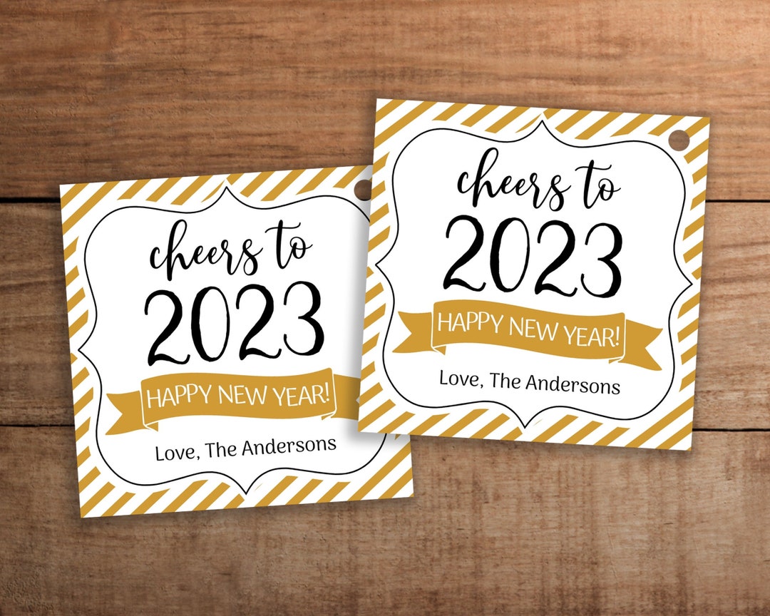 Editable Cheers to 2023 New Year Gift Tag Printable for - Etsy
