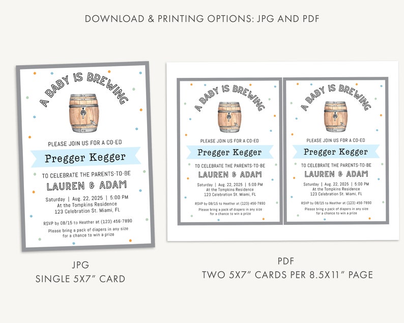 Editable Pregger Kegger Co-ed Baby Shower Party Invitation - Etsy