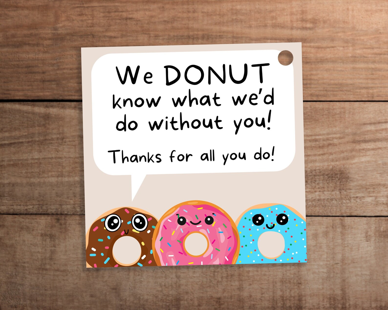 Donut Appreciation Gift Tag Printable: Thank You Label (PDF) - Etsy