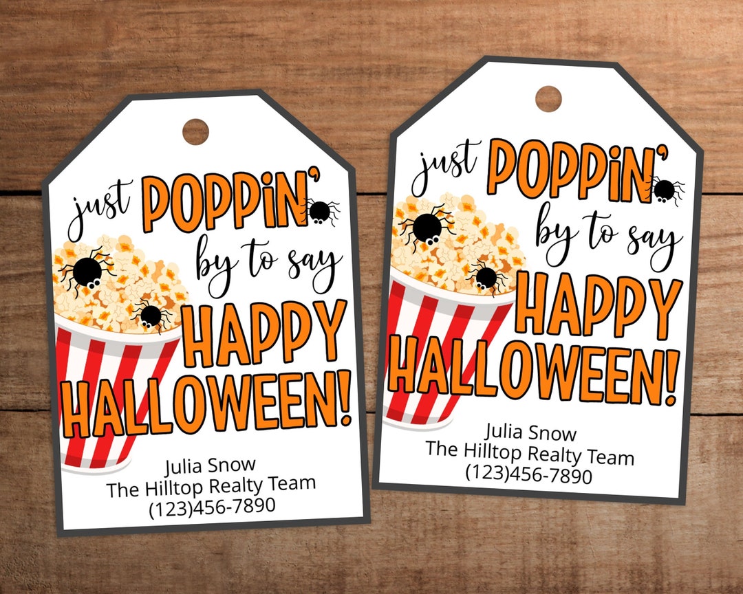 Halloween Popcorn Gift Tag: Editable Printable (digital Download) - Etsy