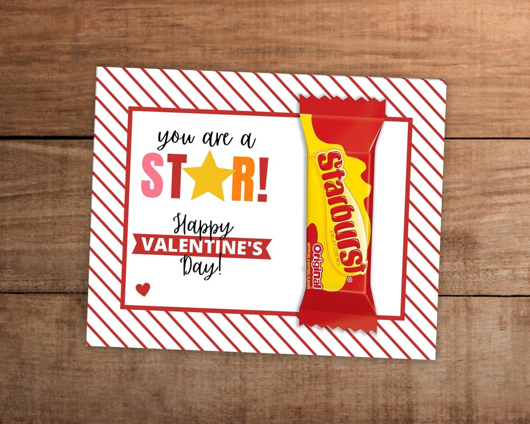 Starburst Valentine's Day Card, You Are a Star Printable (PDF Download ...