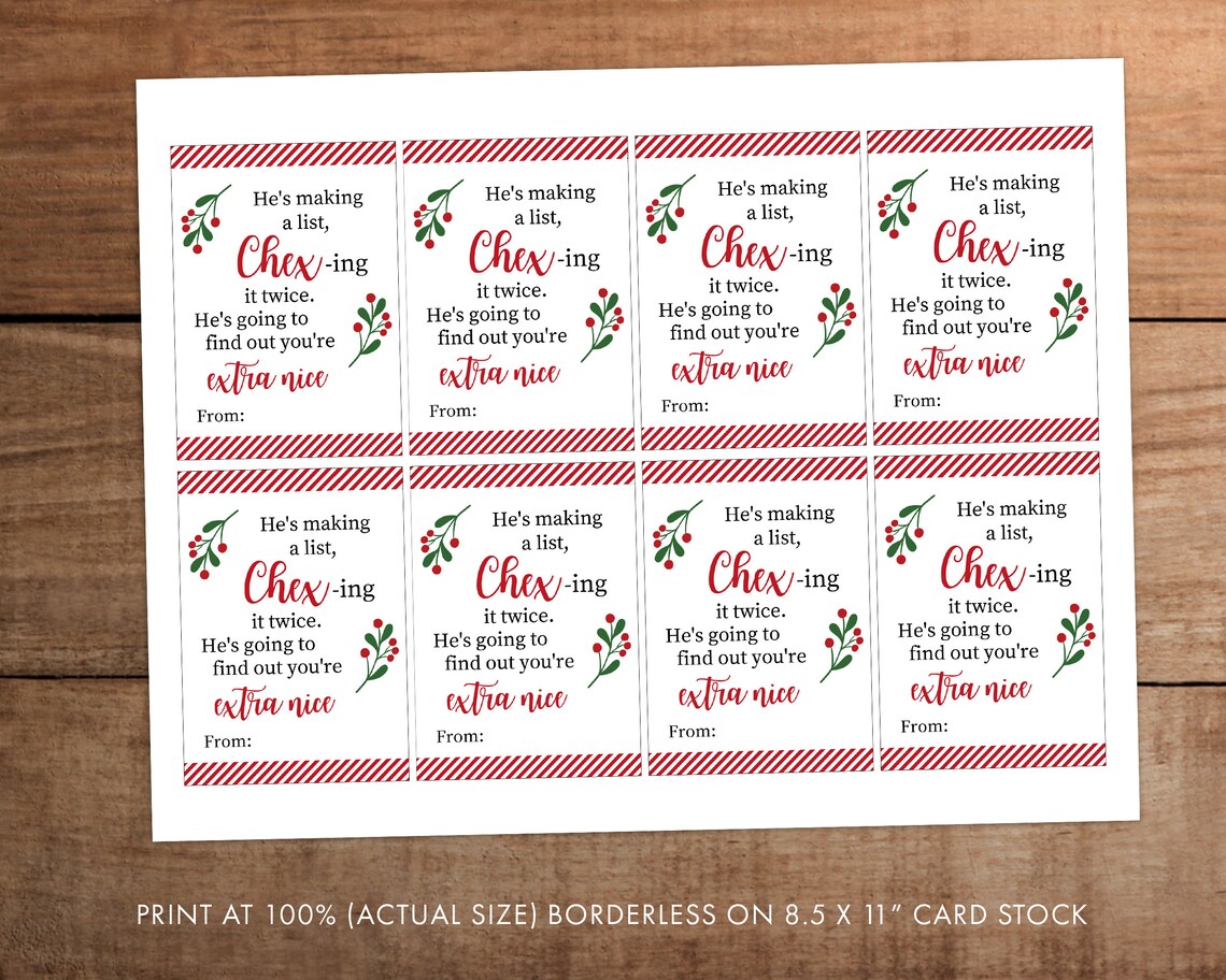 Christmas Chex Mix Gift Tag: Holiday Treat Printable (PDF Download) - Etsy