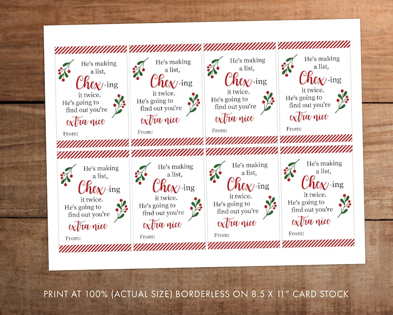 Christmas Chex Mix Gift Tag Printable for Friend Coworker - Etsy