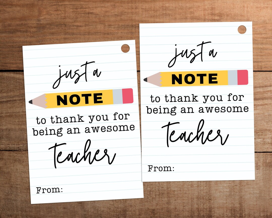 Teacher Appreciation Gift Tag Printable: Thank You Note (digital ...