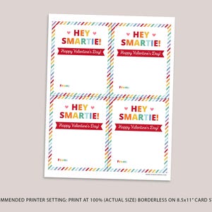 Valentine Smarties Card Printable Kids Classroom Exchange Gift Tag ...