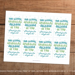 Appreciation Gift Tag Printable for School Custodian Janitor Our School ...