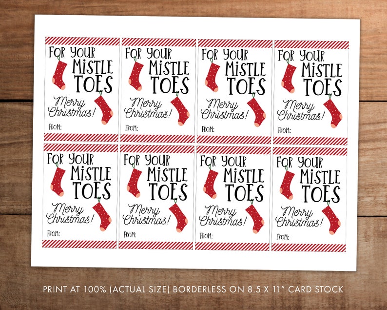 Christmas Mistletoes Gift Tags for Socks (digital Download) - Etsy