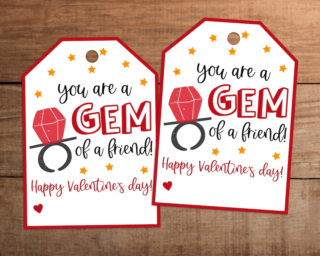 Valentines Ring Pop Candy Treat Gift Tag Printable You Are a Gem of a ...