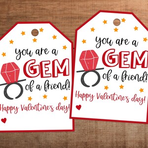Valentine's Day Ring Pop Gift Tag, Gem of A Friend, Classroom Exchange ...