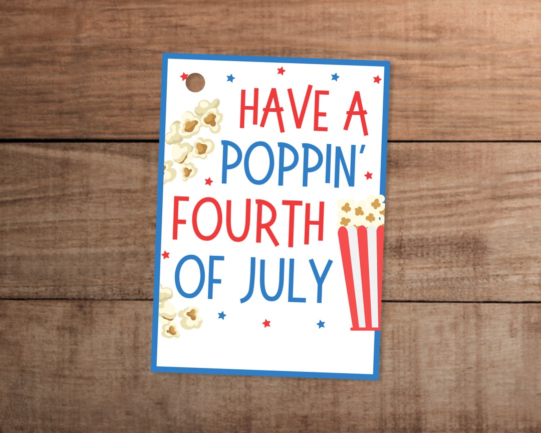 4th of July Popcorn Gift Tag: Patriotic Party Favor (printable) - Etsy