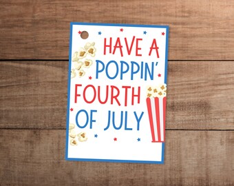 Just Popping by to Say Happy 4th of July Tags | Popcorn Treat Bag Tag ...
