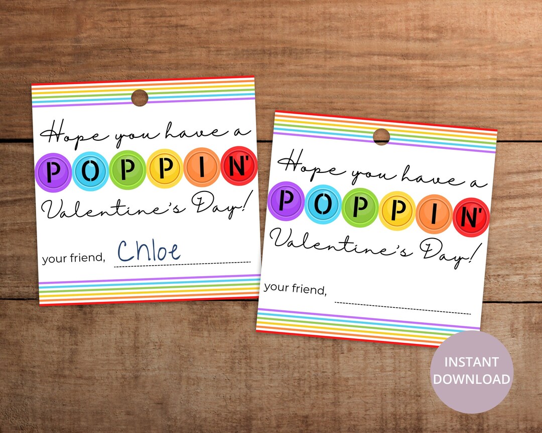 Pop It Valentines Day Gift Tags Printable Have a Poppin Day - Etsy