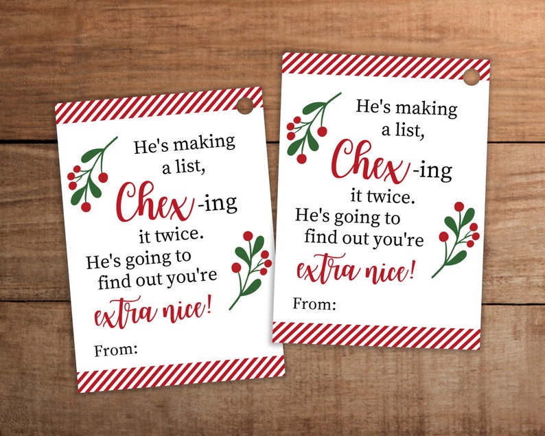Christmas Chex Mix Gift Tag Holiday Treat Printable - Etsy