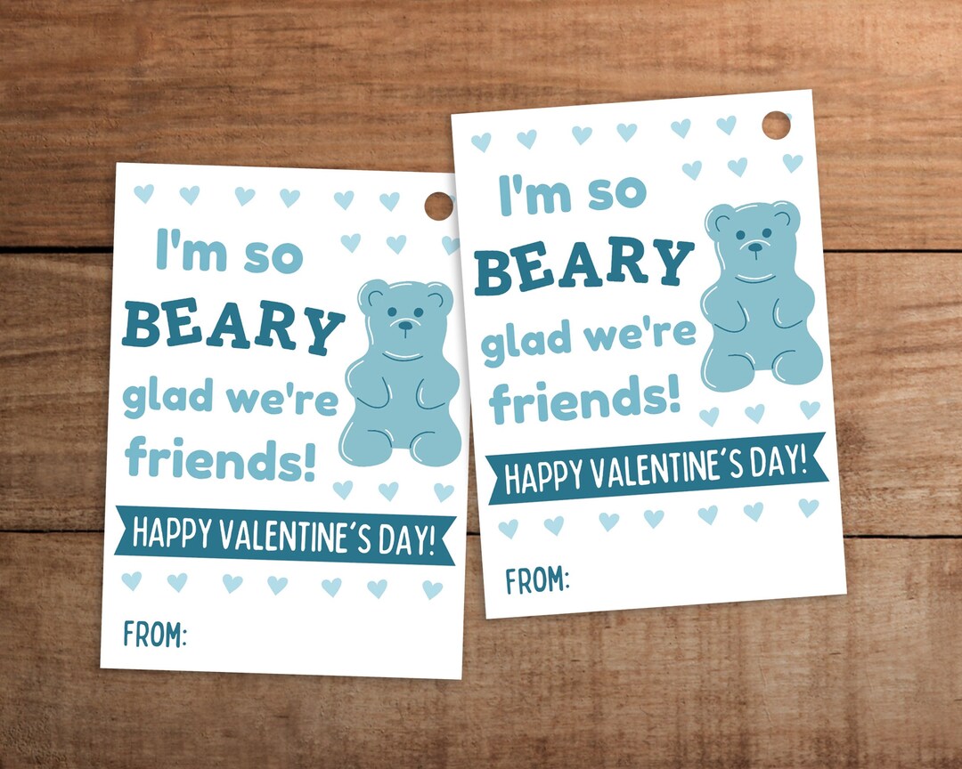 Valentine's Day Gift Tag Printable Gummy Bear Kids Classroom I'm so ...