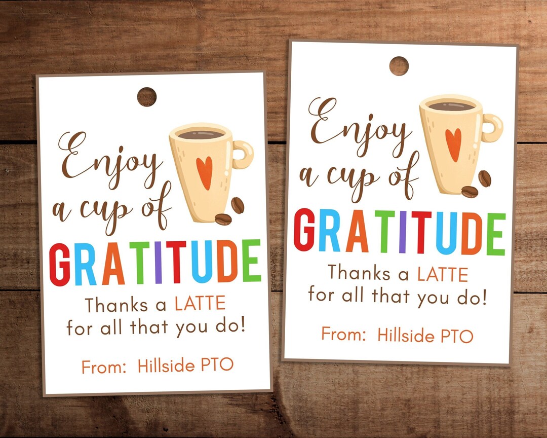Coffee Gift Tag Printable: Teacher, Nurse, Staff Appreciation (digital ...