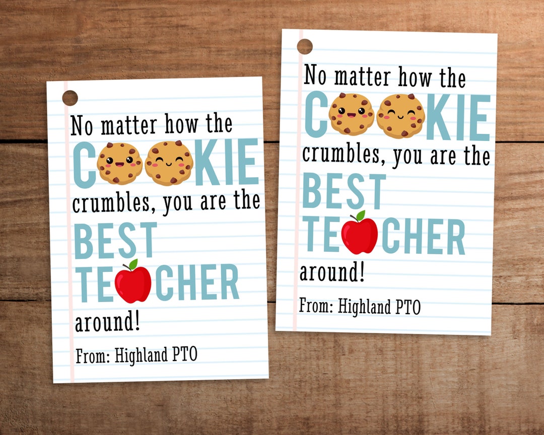 Teacher Appreciation Cookie Crumble Gift Tag Printable Instant Download ...