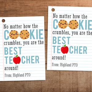 Editable Teacher Appreciation Gift Tag Cookie Crumble Printable - Etsy