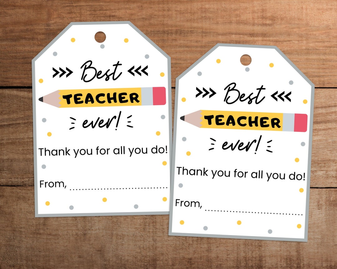 Teacher Thank You Gift Tags Printable for Appreciation Week Instant ...