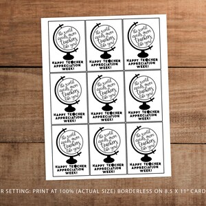 Teacher Appreciation Gift Tag Printable: Black & White Thank You Label ...