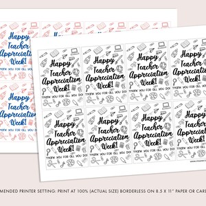 Happy Teacher Appreciation Week Gift Tag Printable for Treats Sweets ...
