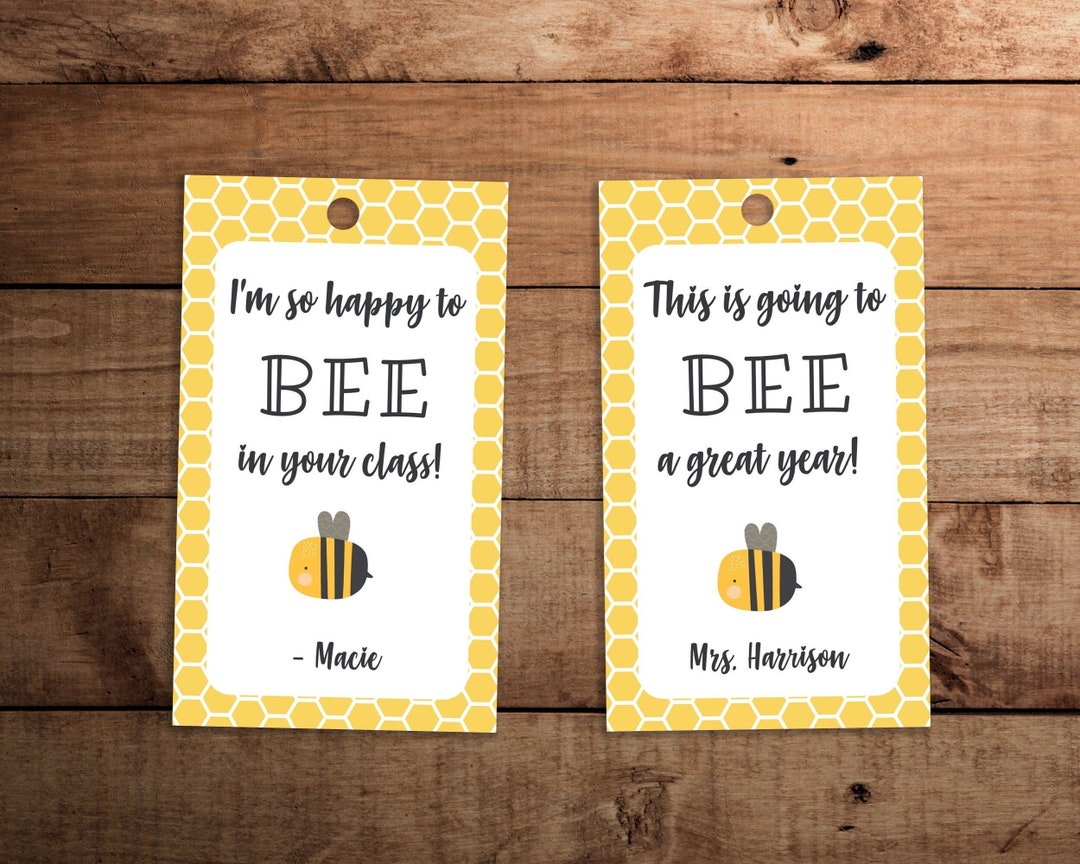 Editable Bee Theme Back to School Gift Tag First Day of Class Favor Tag ...
